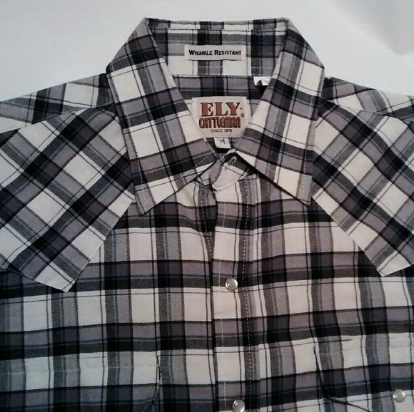 Ely Cattleman | Shirts | Ely Western Shirt Gray Plaid Pearl Snaps Ls ...